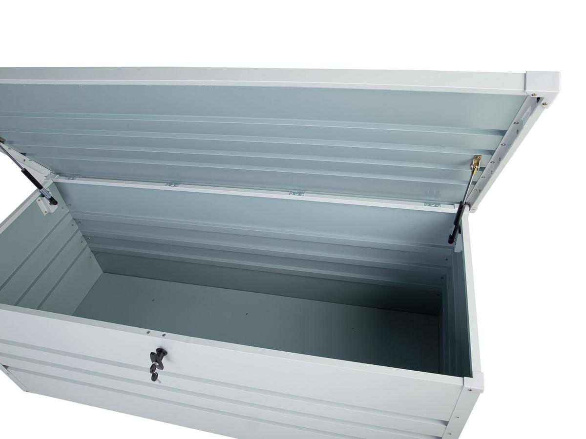 Outdoor Stahltruhe Kissenbox 165 cm 600 Liter Werkzeugbox weiss grau ...